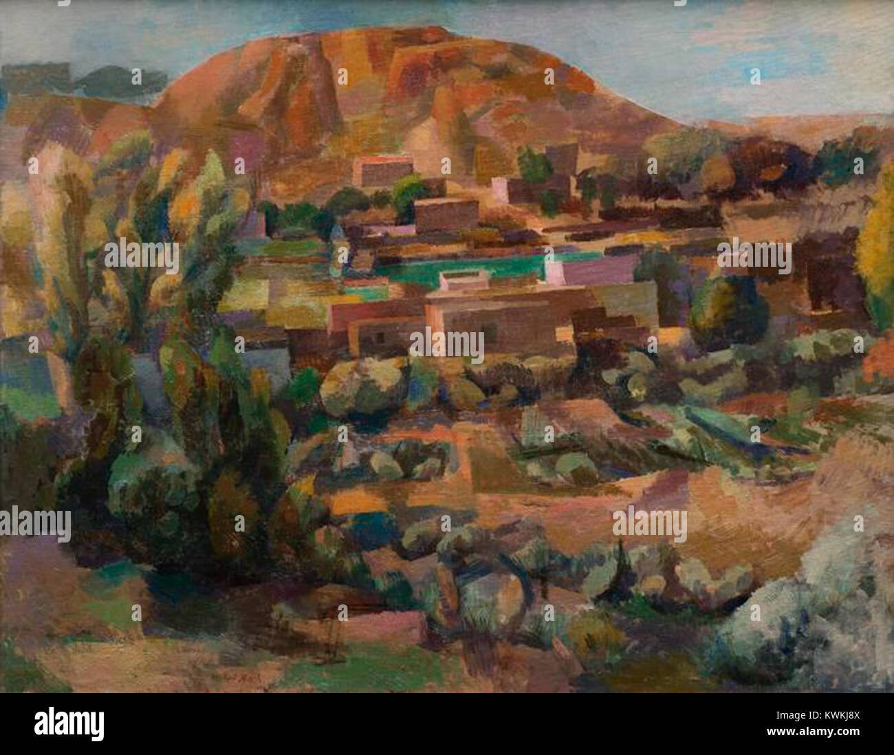 A painting titled 'Santa Fe Hillside' by artist Willard Ayer Nash ...