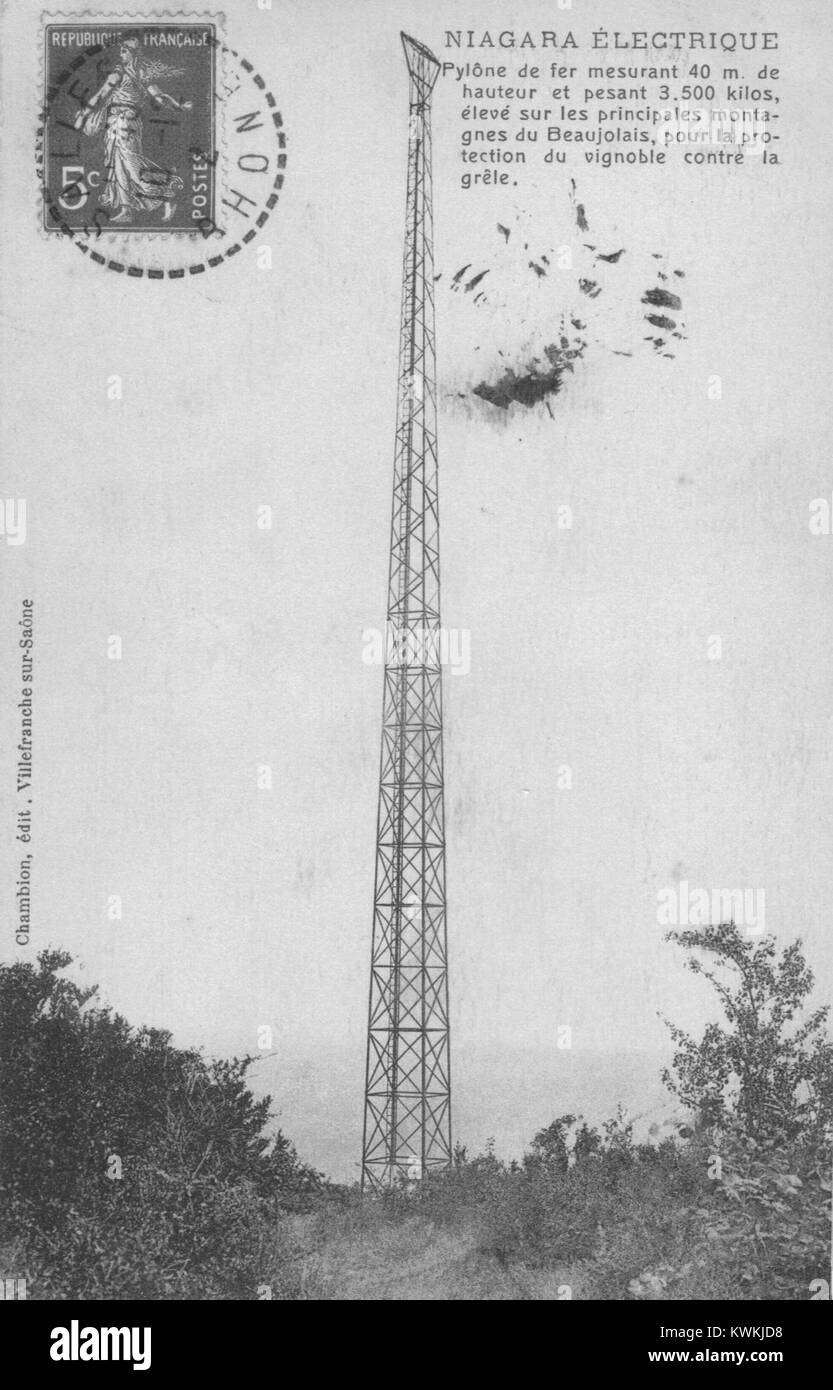 The 'Niagara' electric anti-hail device, developed to protect crops ...