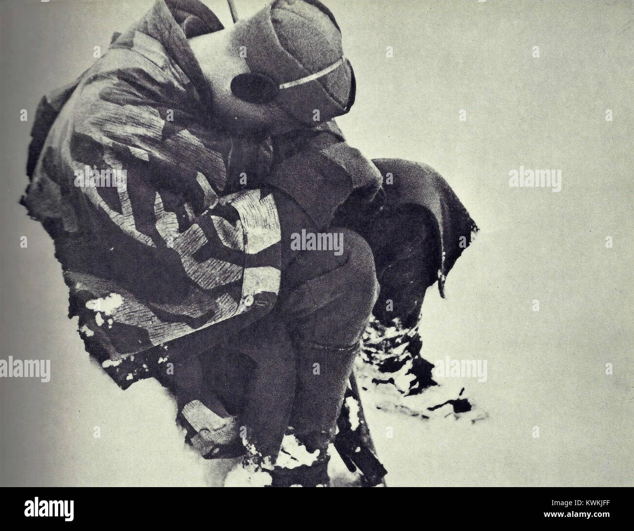 This image depicts a frozen partisan soldier in the snow at Beli Peci ...