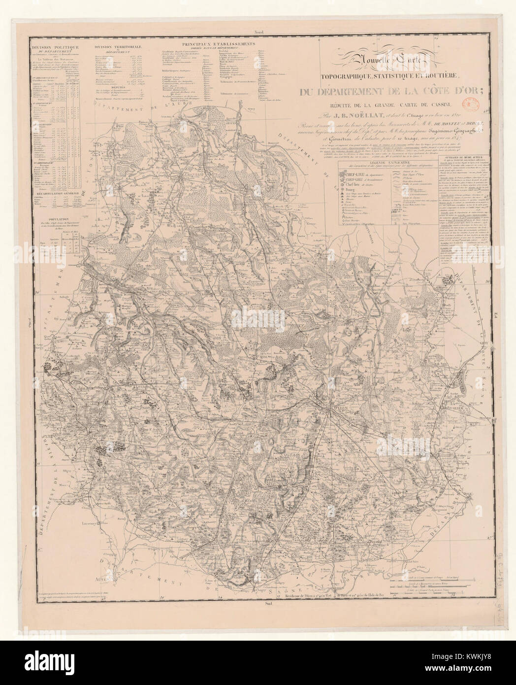 This 1847 topographic and statistical map of the Côte-d'Or department ...