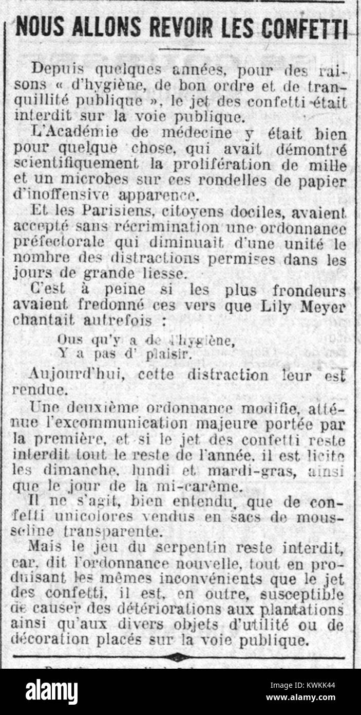 A 1921 Le Petit Parisien article previewing the 1922 Paris Carnaval ...