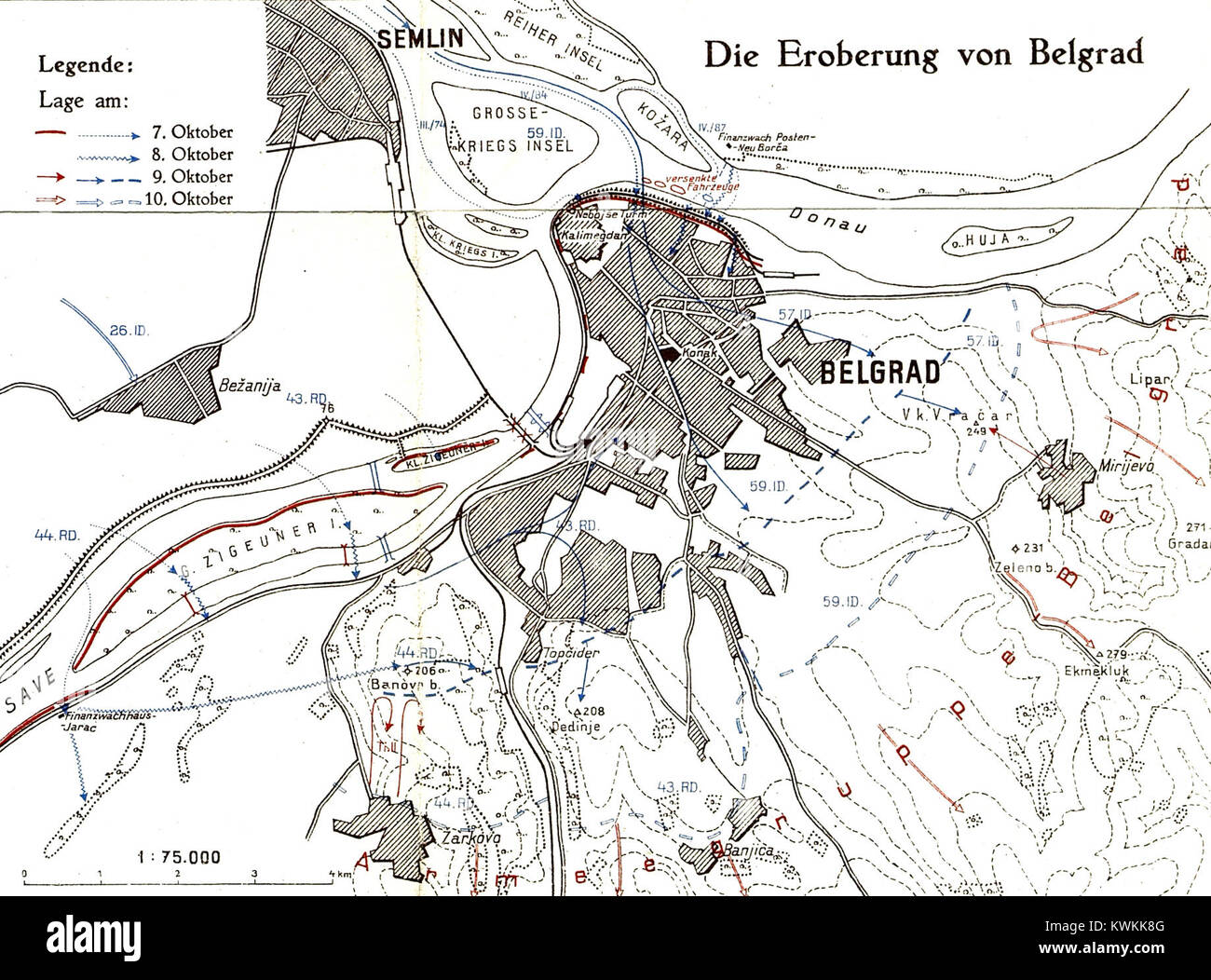 This image represents the crossing of the Sava River at Belgrade ...