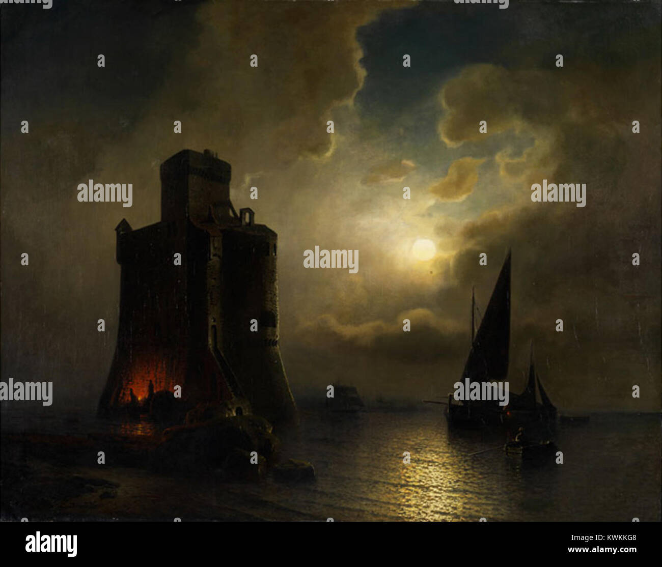 The artwork titled 'Night Watch Tower at Sea' by Julius Kähnholz ...