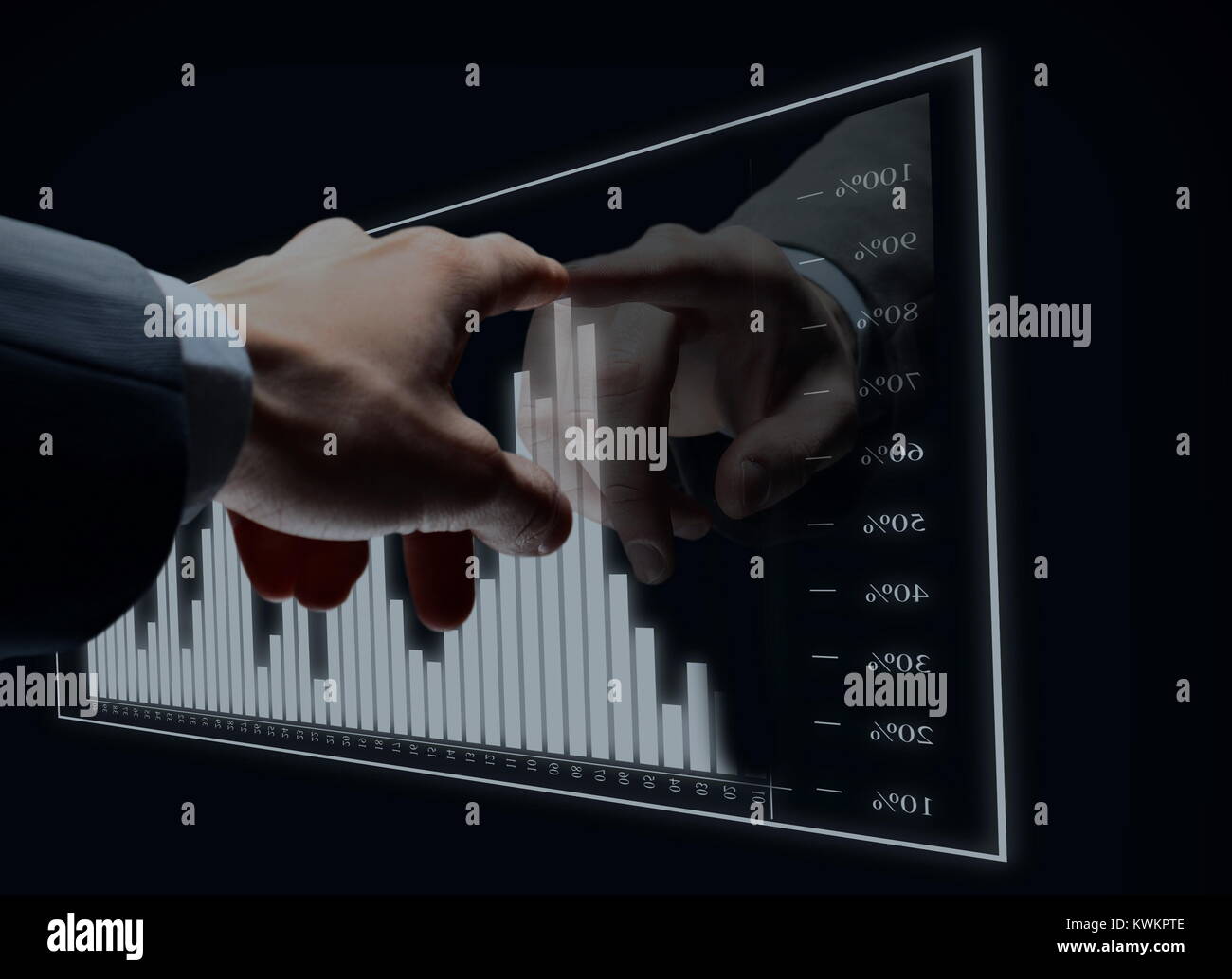 Businessman hand touch virtual diagram Stock Photo - Alamy