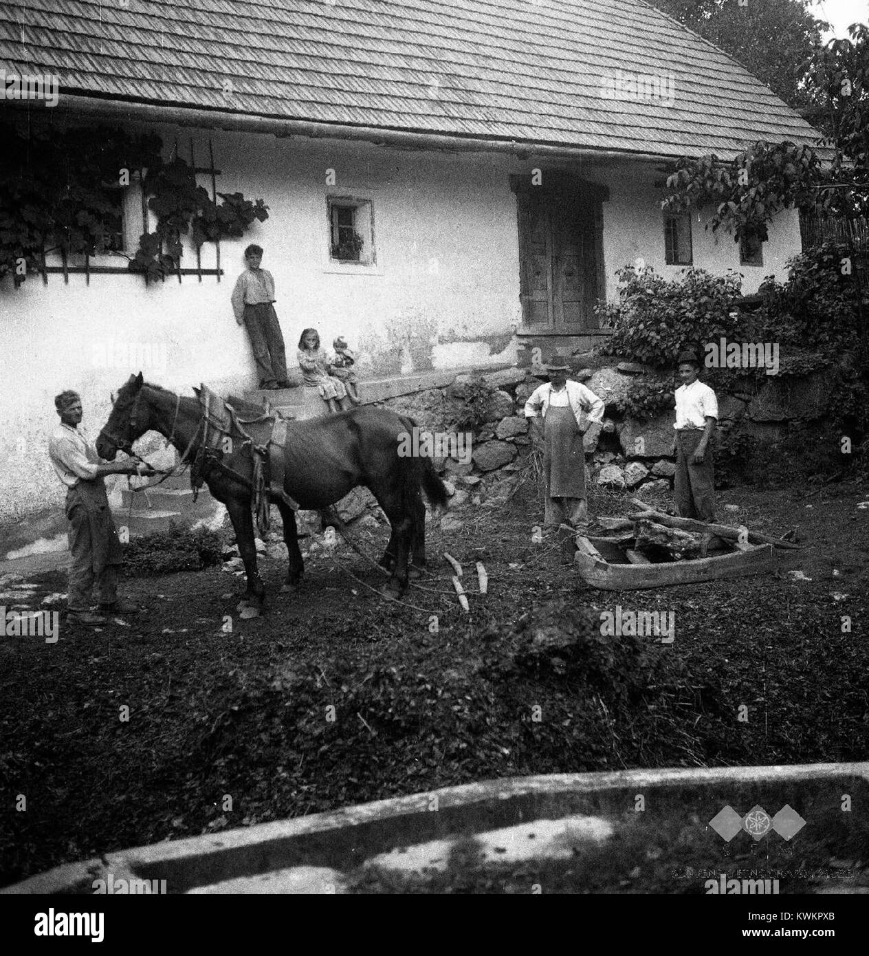 This image shows a traditional wooden sled ('vlacuge') used for ...