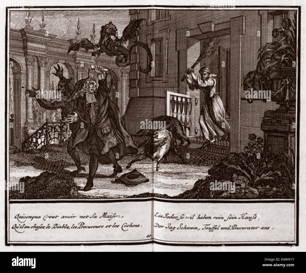 An illustration titled 'The Devil, the Pig, and the Prosecutor' from ...