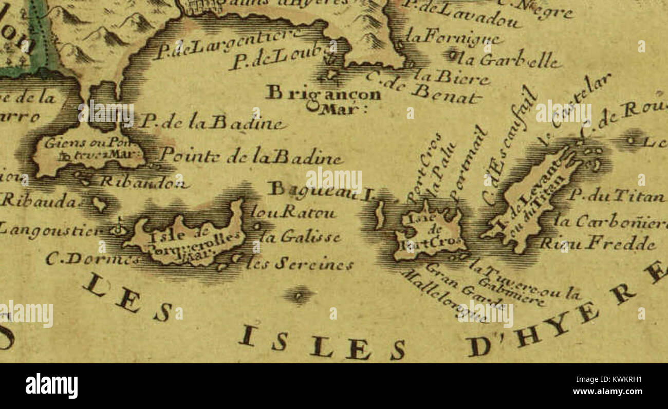 This old map of Hyères provides a historical view of the town ...