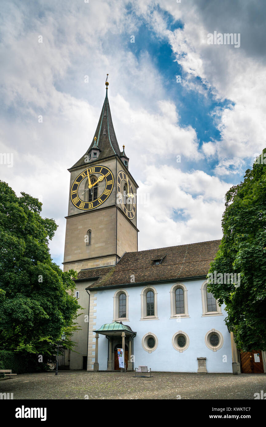 St Peters Church Zurich Switzerland St Peter Church And Old Town