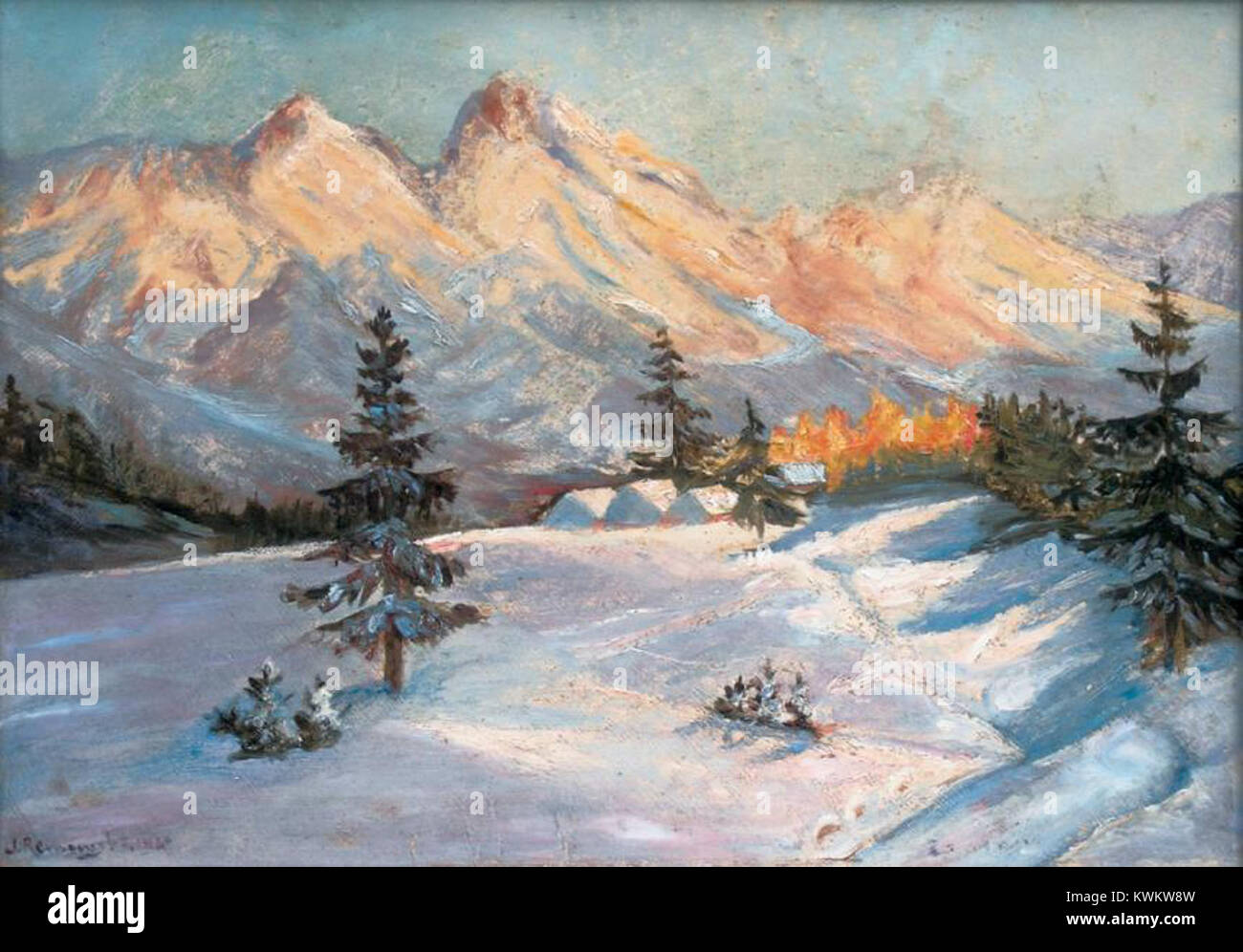 Jan Rembowski - Pejzaż górski zimą 1920 Stock Photo - Alamy