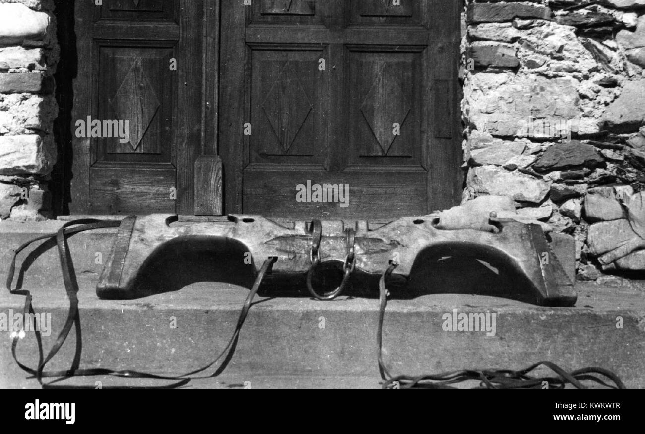 A 1951 photograph from Melah showing a traditional wooden yoke ('jarem ...