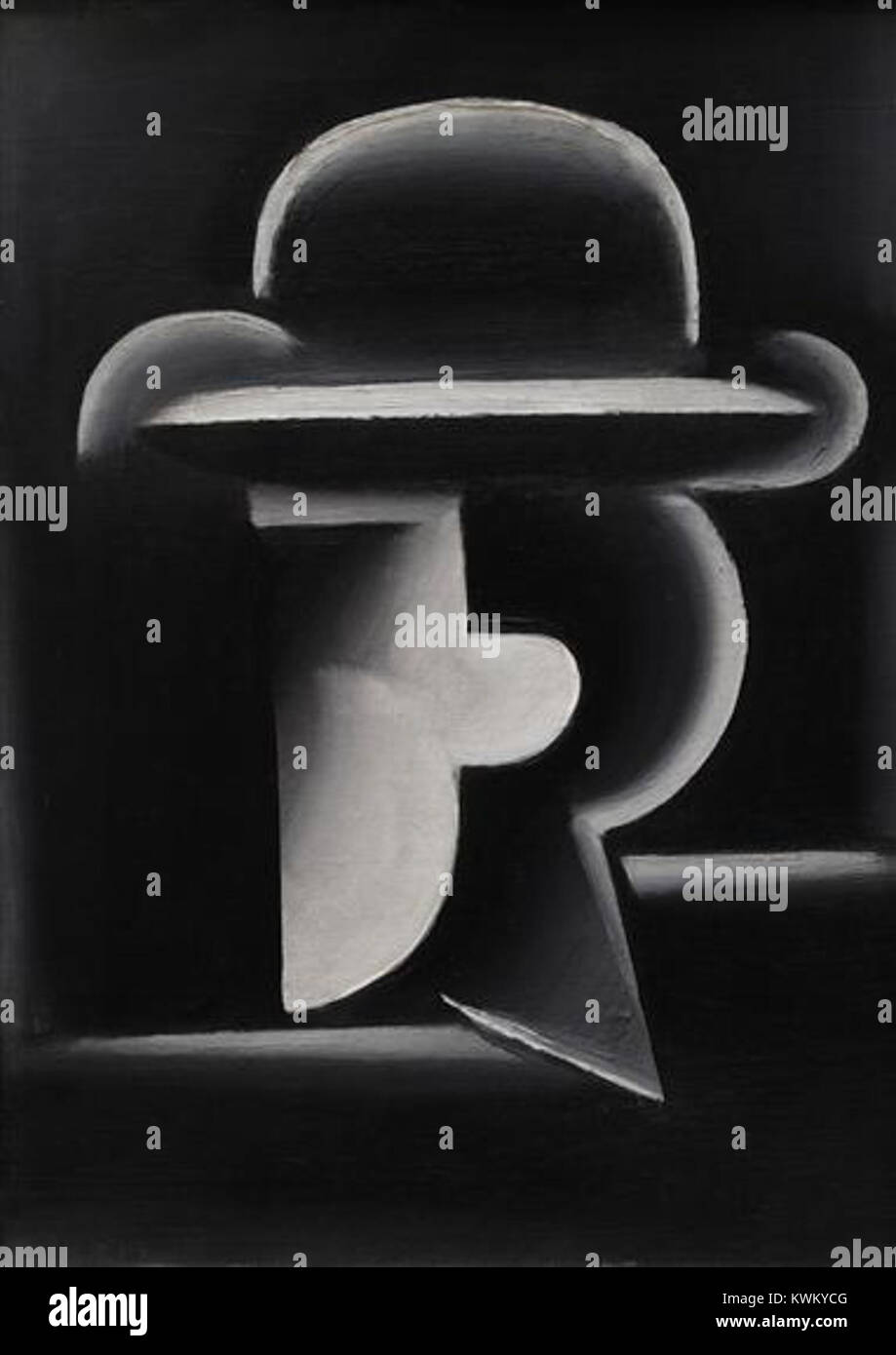 Josef Capek's 1916 painting 'Hlava muže v tvrdém klobouku' ('Head of a ...