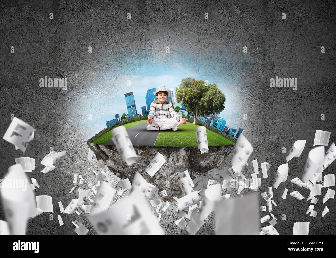 Little boy keeping mind conscious Stock Photo - Alamy