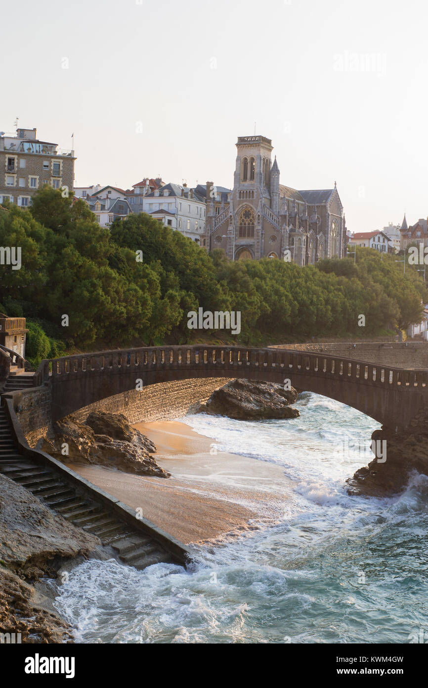 High angle view of bridge at Biarritz beach Stock Photo - Alamy