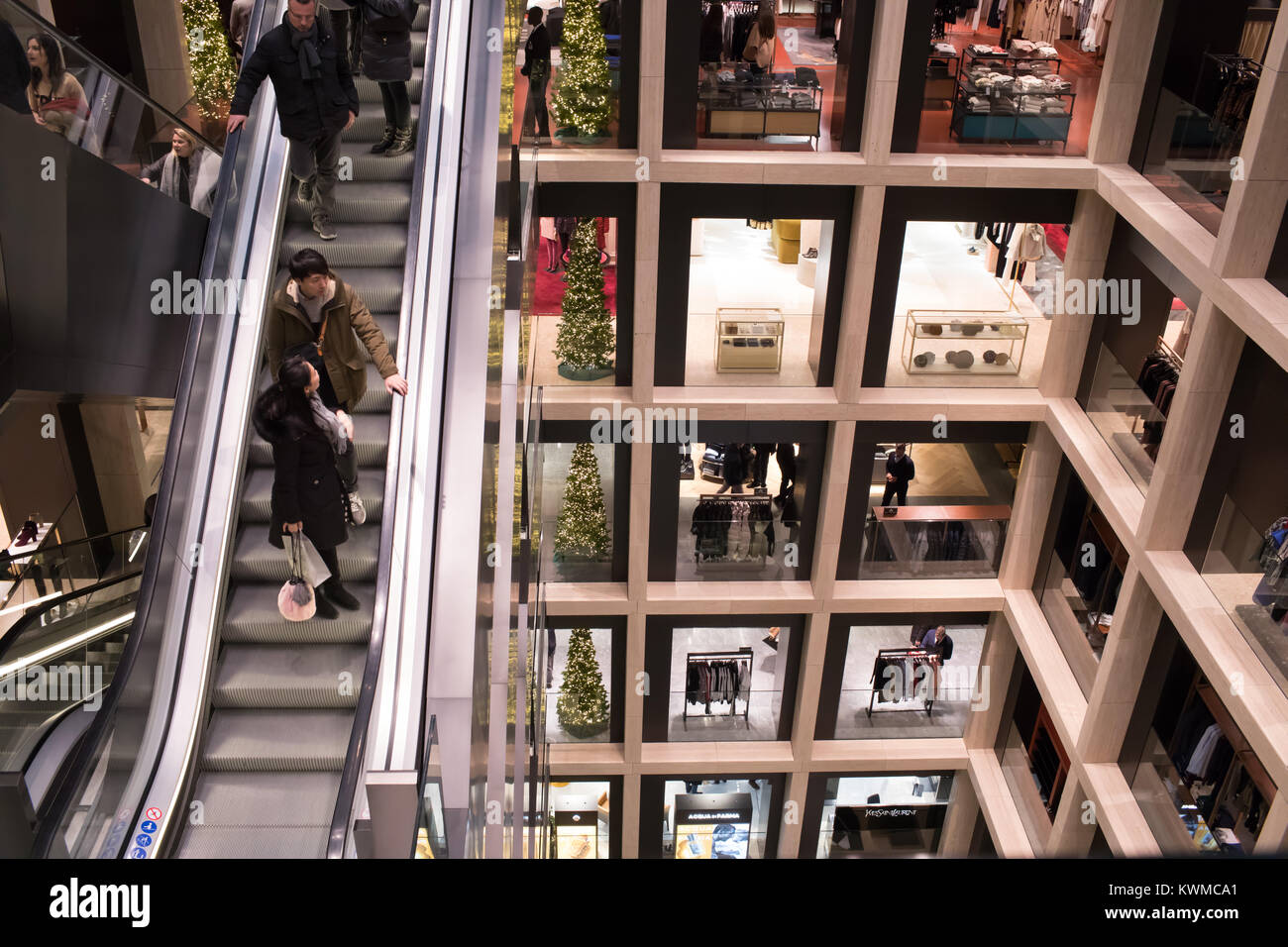 ROME, ITALY - DECEMBER 30, 2017: Interior of La Rinascente shopping ...