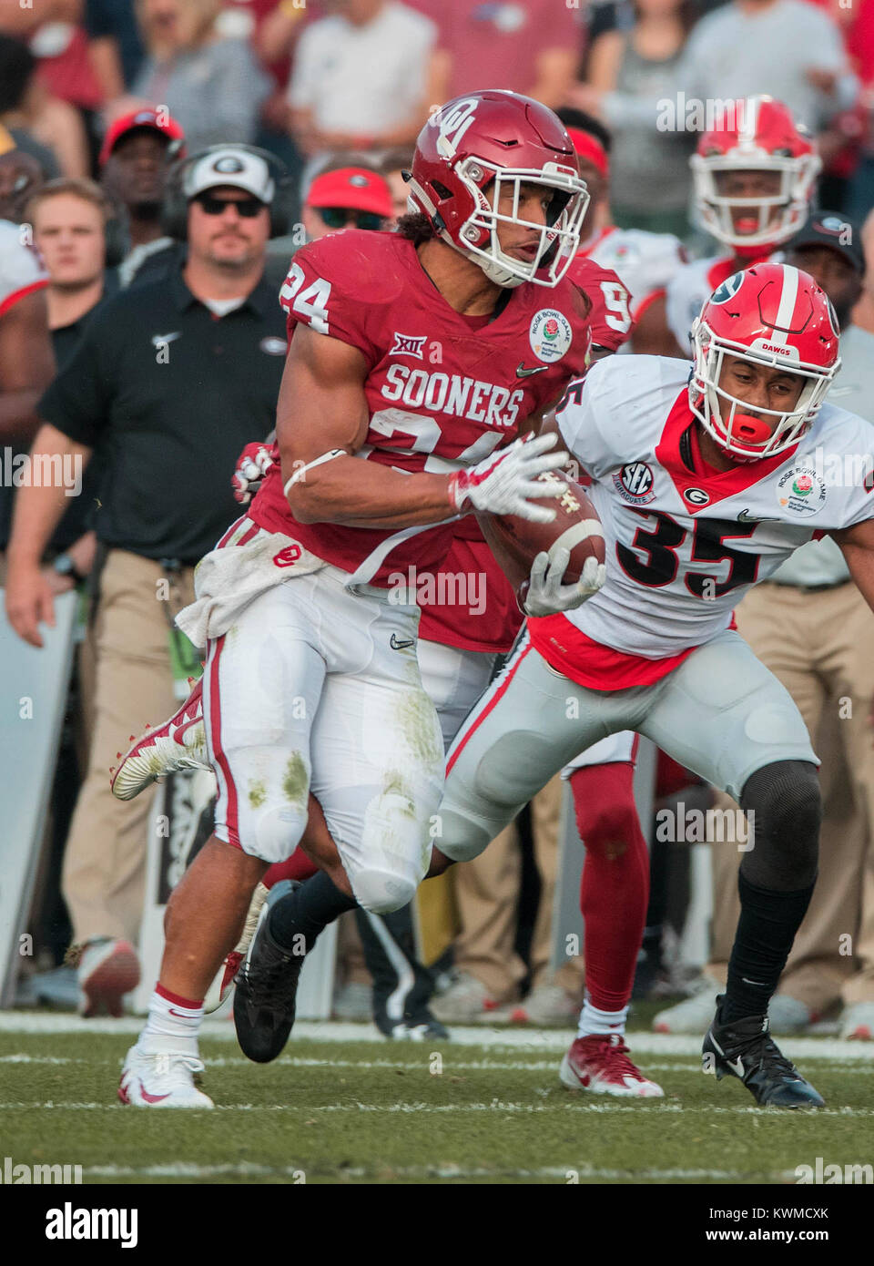 January 1, 2018 Pasadena, CA...Oklahoma Sooner running back (24) Rodney ...