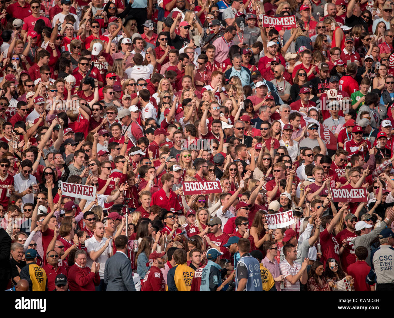 January 1, 2018 Pasadena, CA...Oklahoma Sooners fans celebrate during ...
