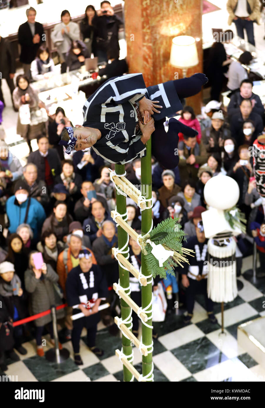 Tokyo, Japan. 4th Jan, 2018. Dressed in traditional Japanese fire ...