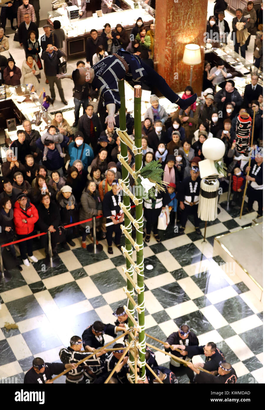 Tokyo, Japan. 4th Jan, 2018. Dressed in traditional Japanese fire ...