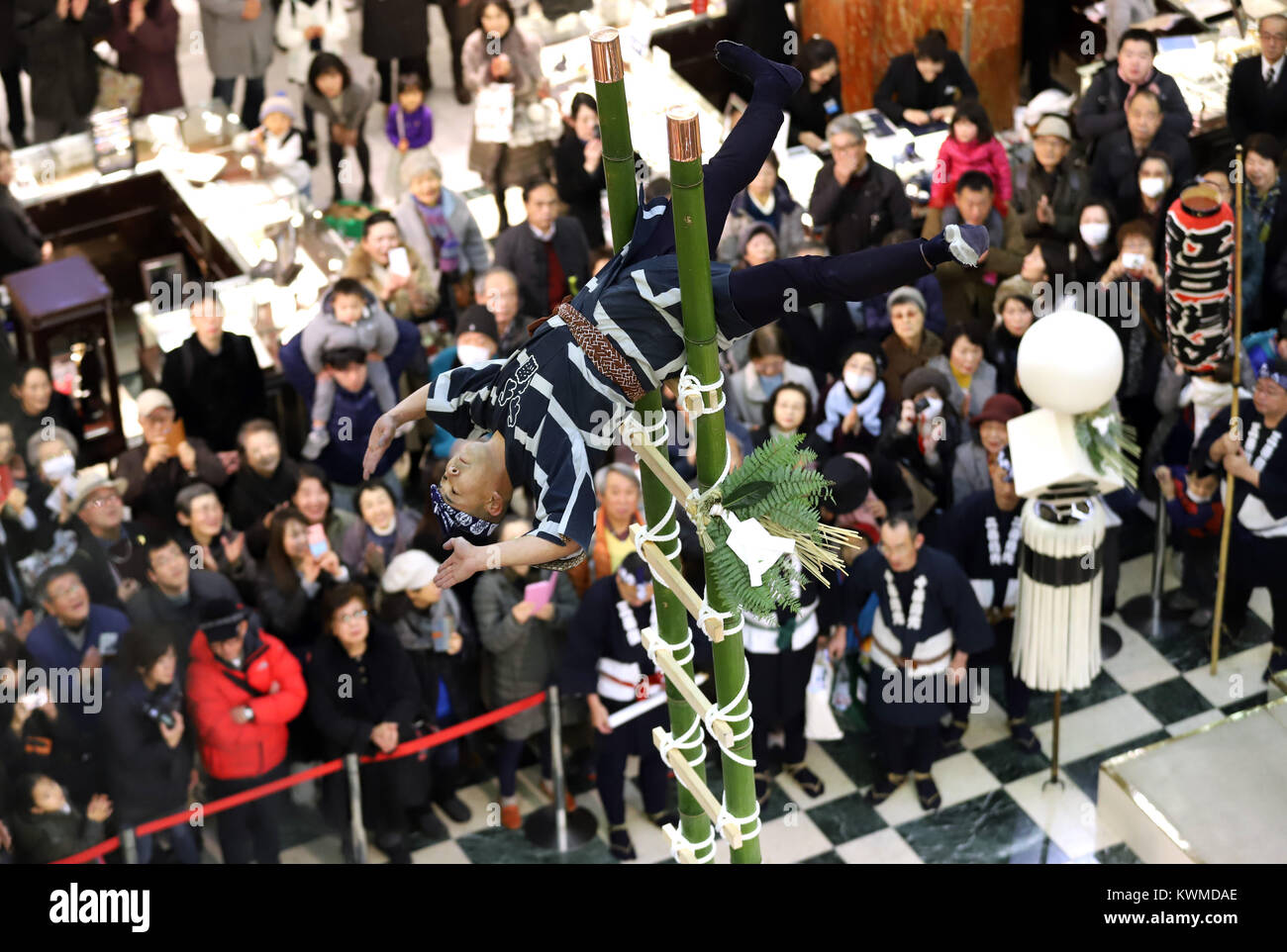 Tokyo, Japan. 4th Jan, 2018. Dressed in traditional Japanese fire ...