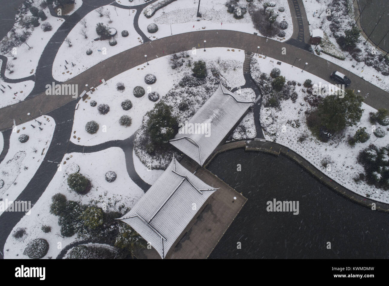 Nantong, China. 3rd Jan, 2018. (EDITORIAL USE ONLY. CHINA OUT) Aerial ...