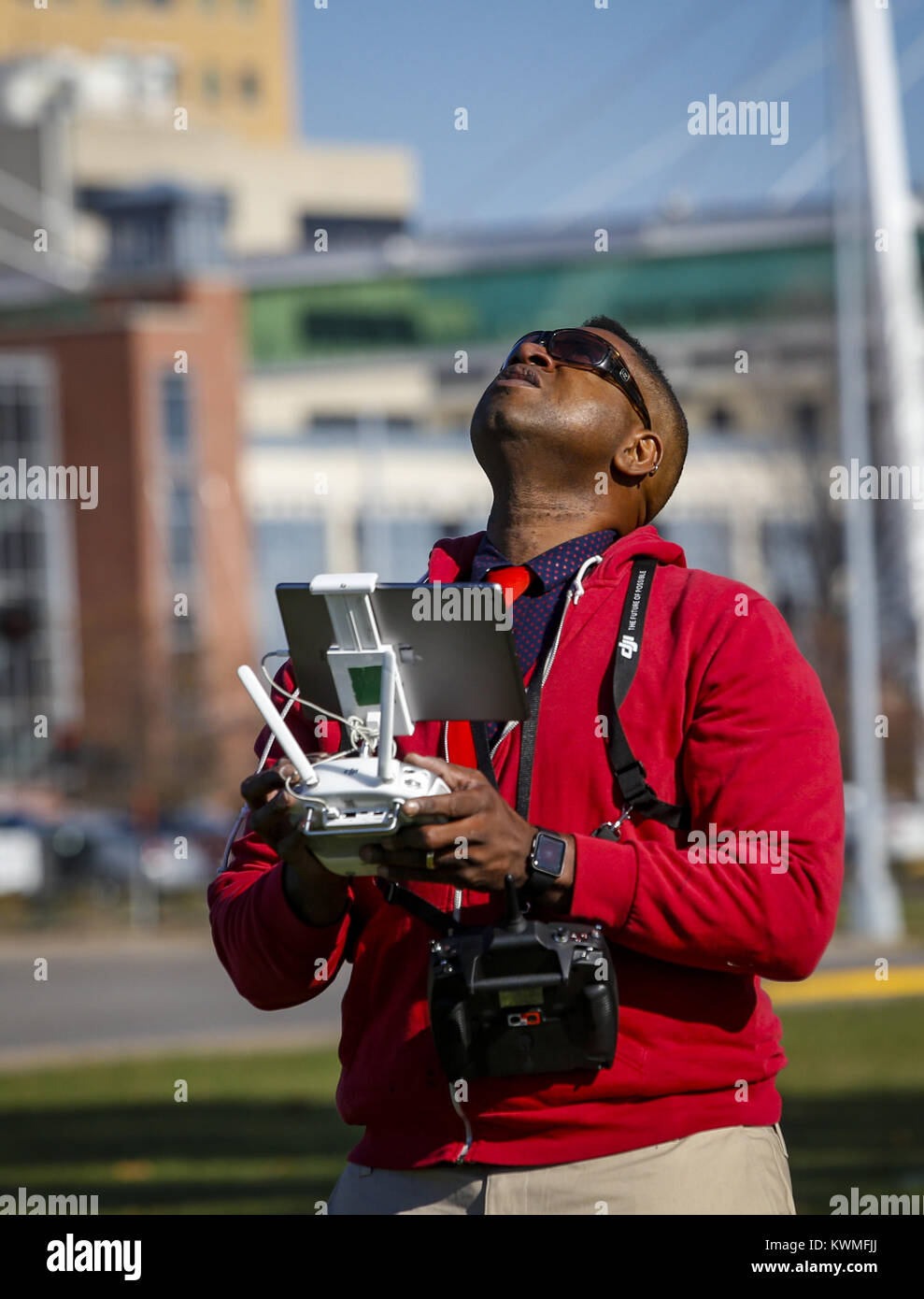 November 16, 2016 - Davenport, Iowa, U.S. - Drone Pilot Darryl Cross of ...