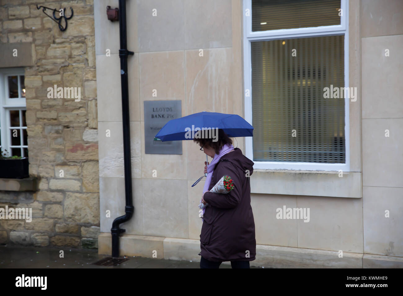 Wetherby, UK. 4th Jan, 2018. Grey and dismal on market day in Wetherby ...