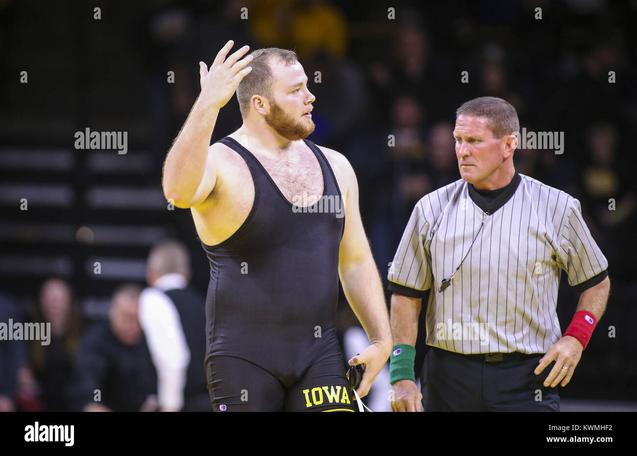 Iowa City, Iowa, USA. 1st Dec, 2017. Iowa's Sam Stoll celebrates ...