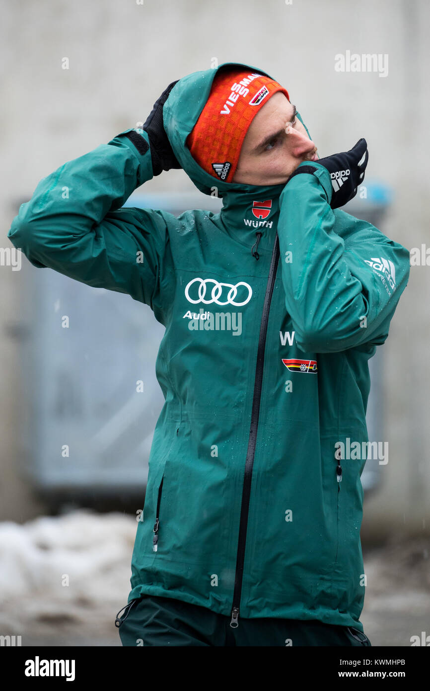 Innsbruck, Austria. 4th Jan, 2018. German Richard Freitag doing warm up ...