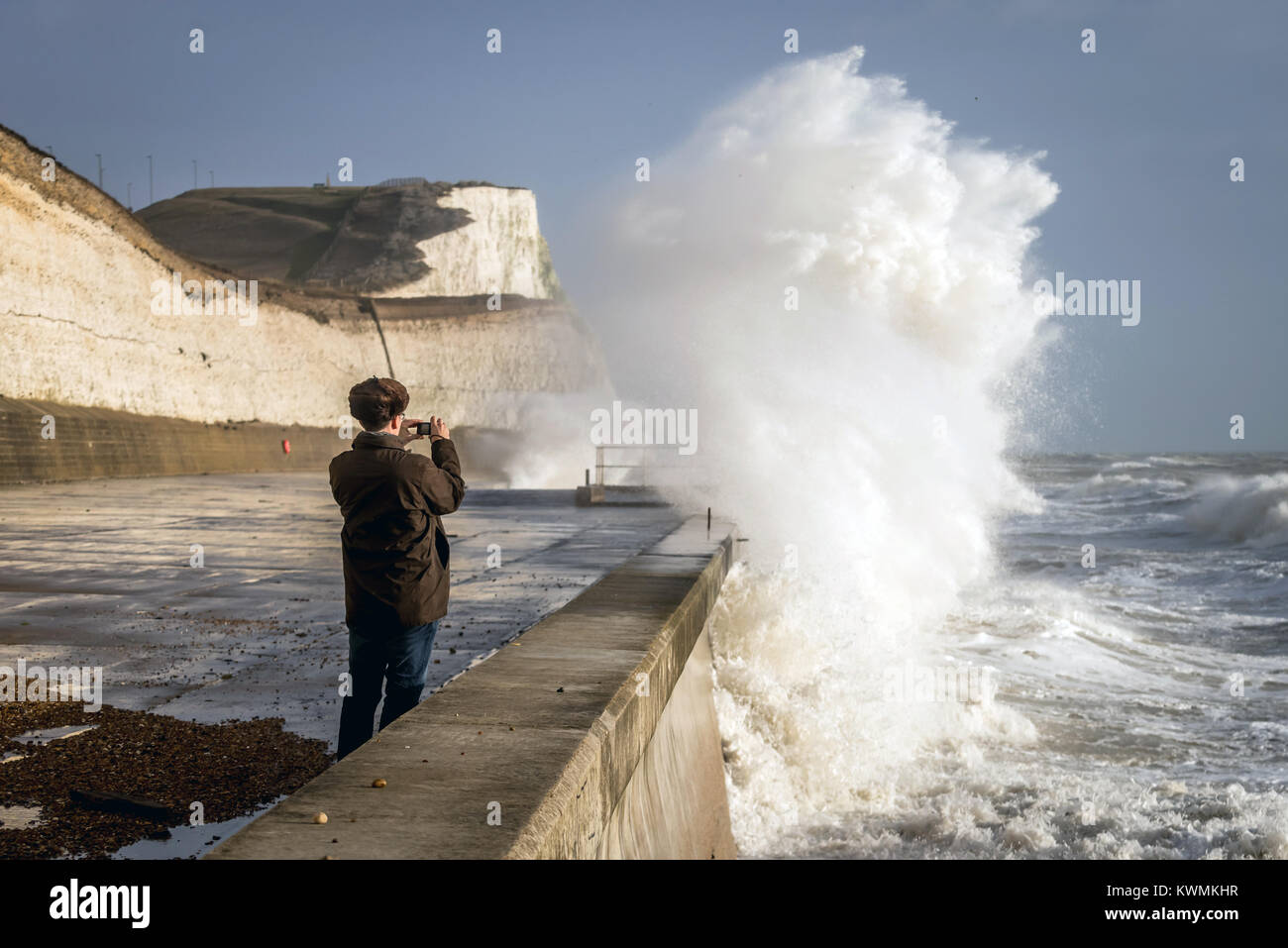 Saltdean, UK. 04th Jan, 2018. Storm Eleanor battering the seafront in ...