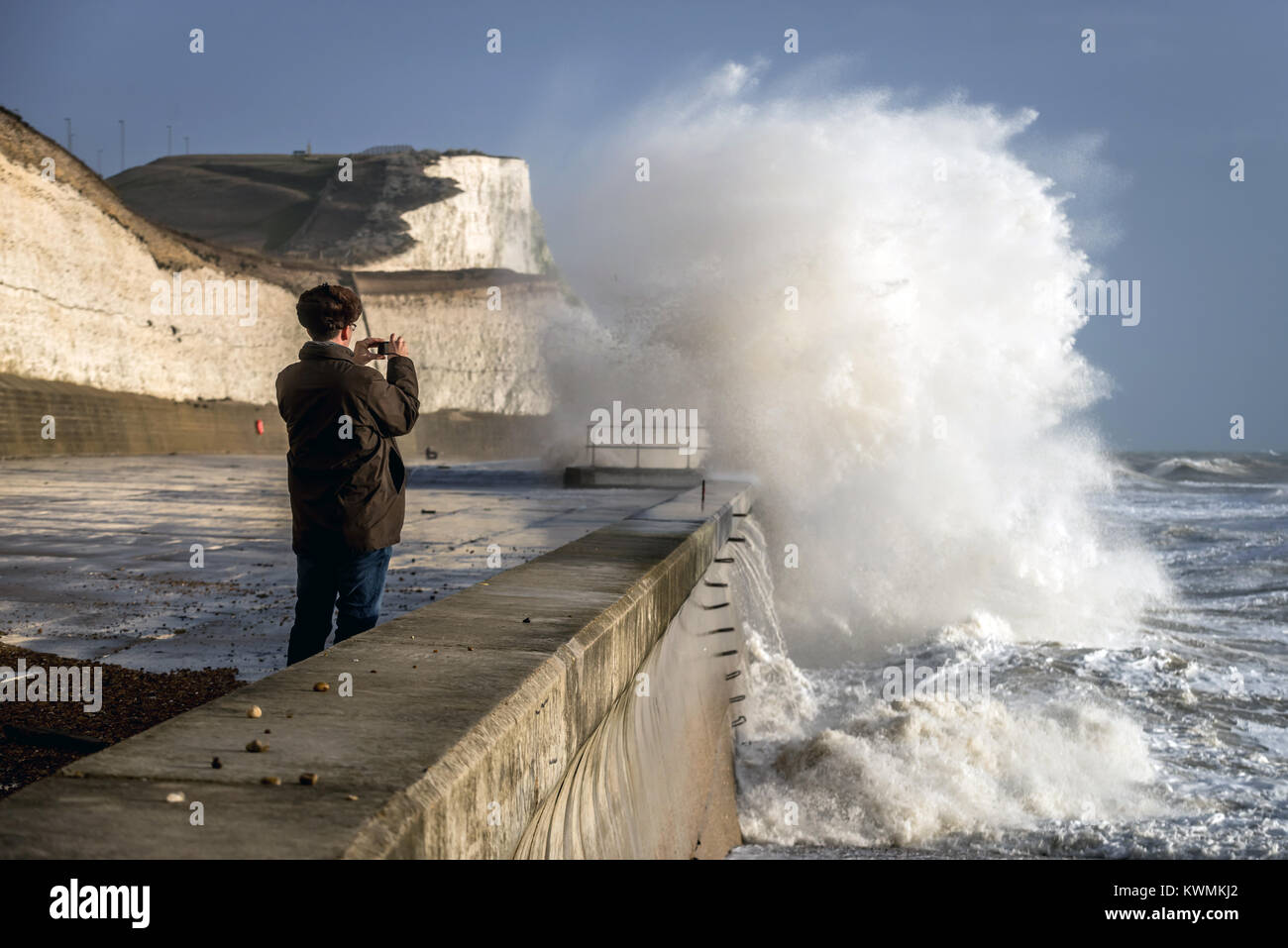 Saltdean, UK. 04th Jan, 2018. Storm Eleanor battering the seafront in ...