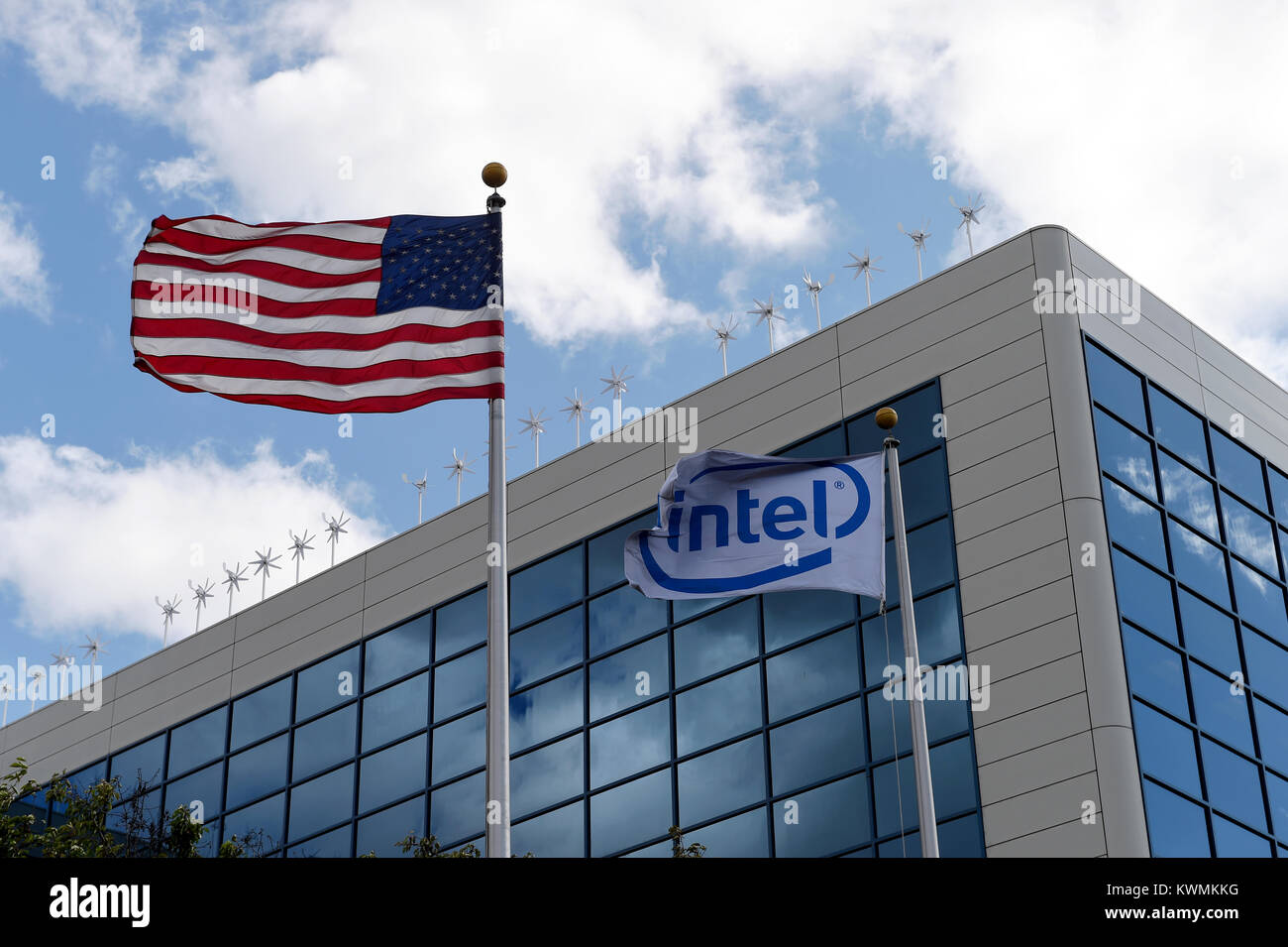 Santa Clara, USA. 21st May, 2016. A flag with the logo of chip ...
