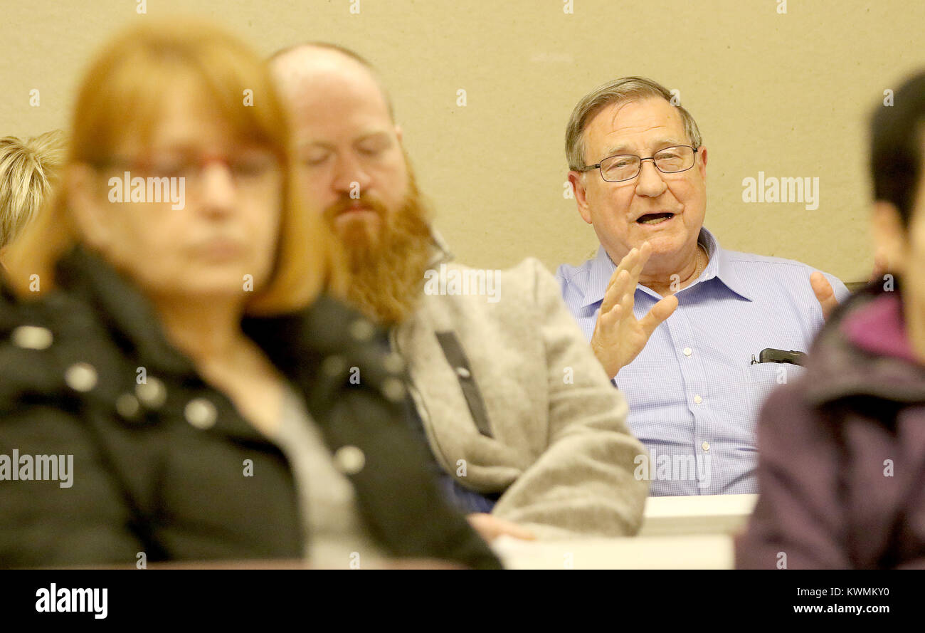 Dewitt, Iowa, USA. 1st Nov, 2017. DeWitt Mayor Don Thiltgen makes a ...