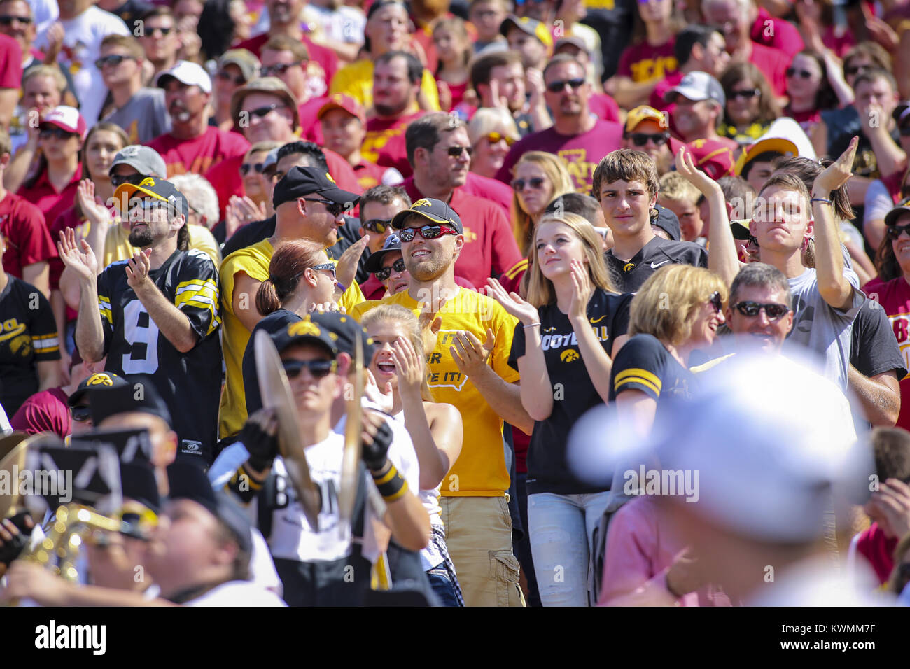 Ames, Iowa, USA. 9th Sep, 2017. Iowa Hawkeyes fans cheer for their team ...
