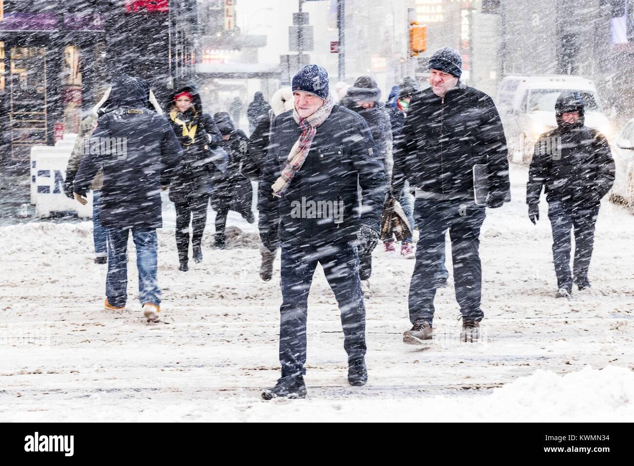 New York, NY, USA. 4th Jan, 2018. Snow Storm in Times Square in New ...
