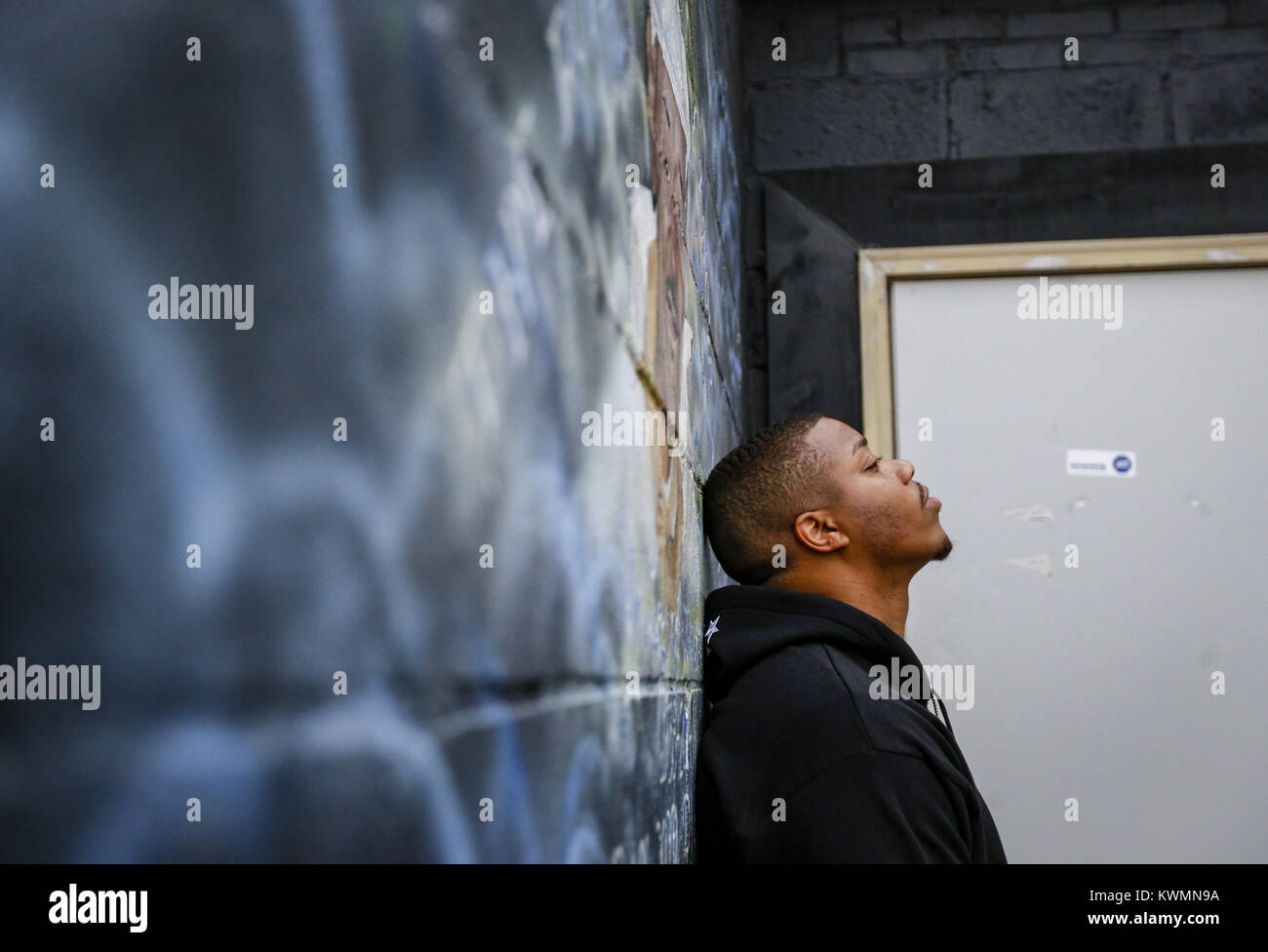 East Moline, Iowa, USA. 19th Oct, 2016. Torrian Ball poses for a photo ...