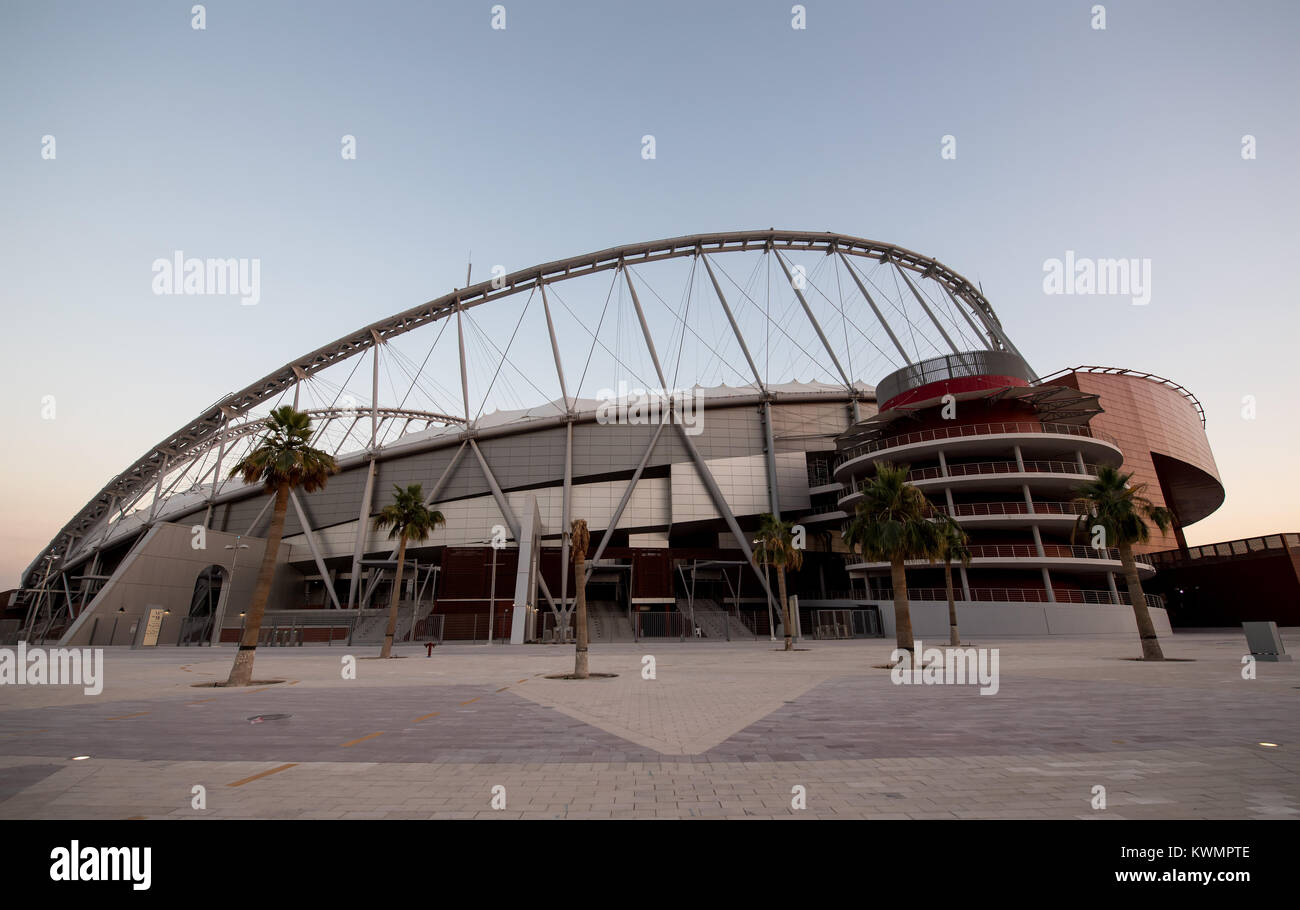 Doha, Qatar. 4th Jan, 2018. An exterior view of the Khalifa ...