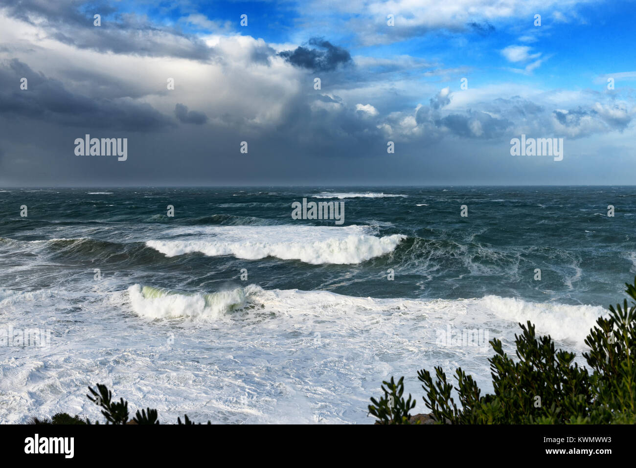Ocean storm weather with huge waves in Biarritz town, France Stock ...