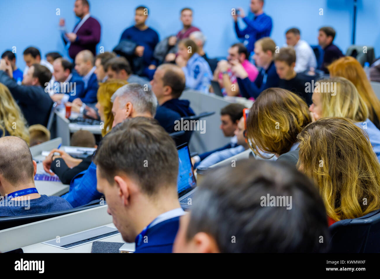 People attend business conference in congress hall Stock Photo - Alamy