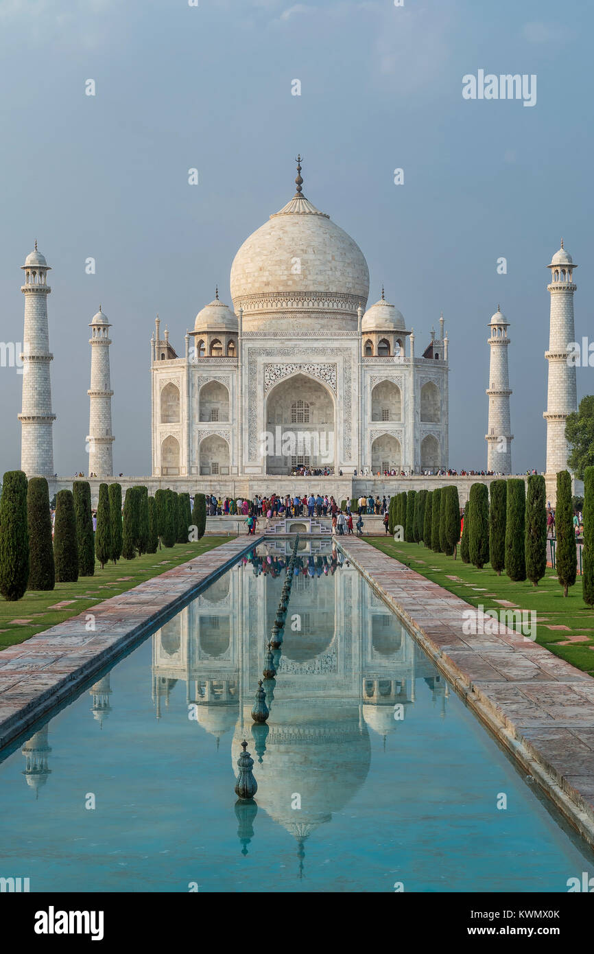 Taj Mahal and its reflection, Agra, Uttar Pradesh, India Stock Photo ...