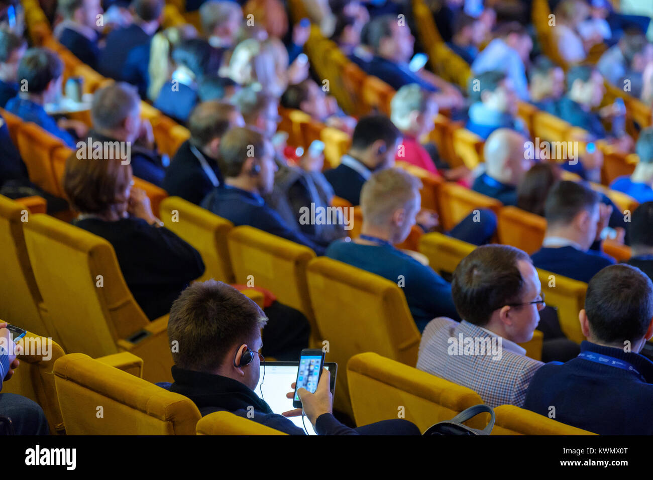People attend business conference in congress hall Stock Photo - Alamy