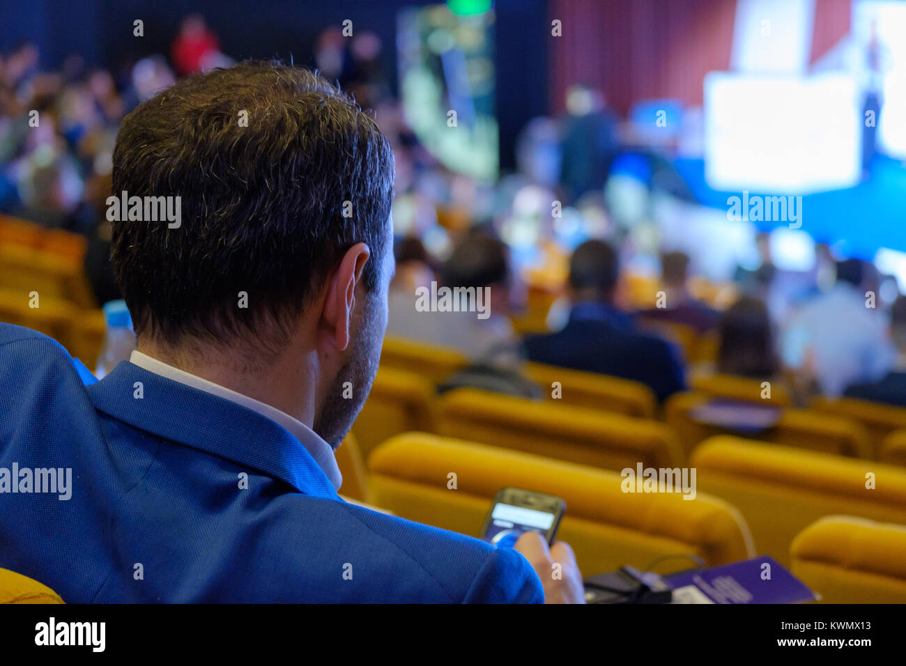People attend business conference in congress hall Stock Photo - Alamy