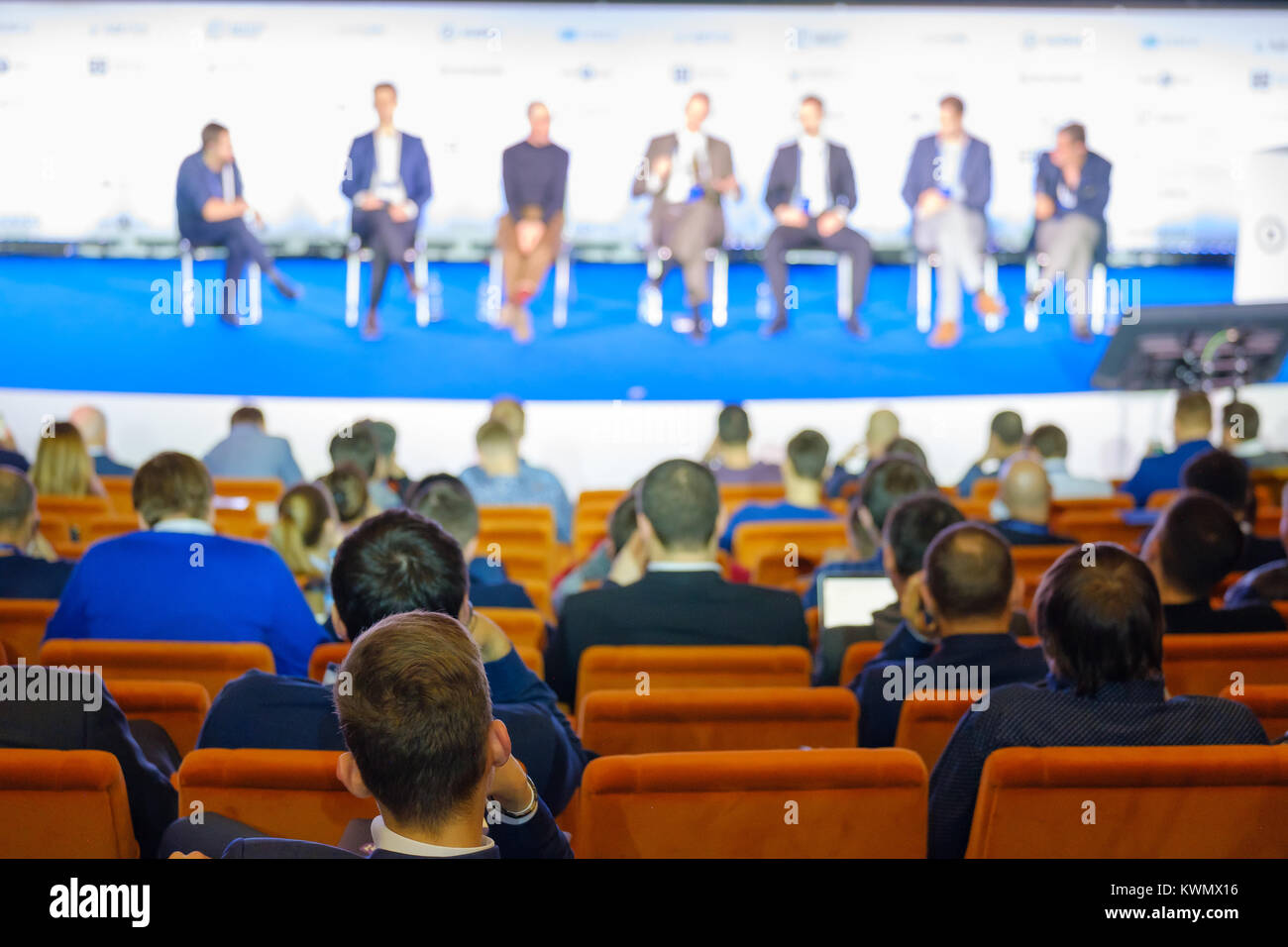 People attend business conference in congress hall Stock Photo - Alamy
