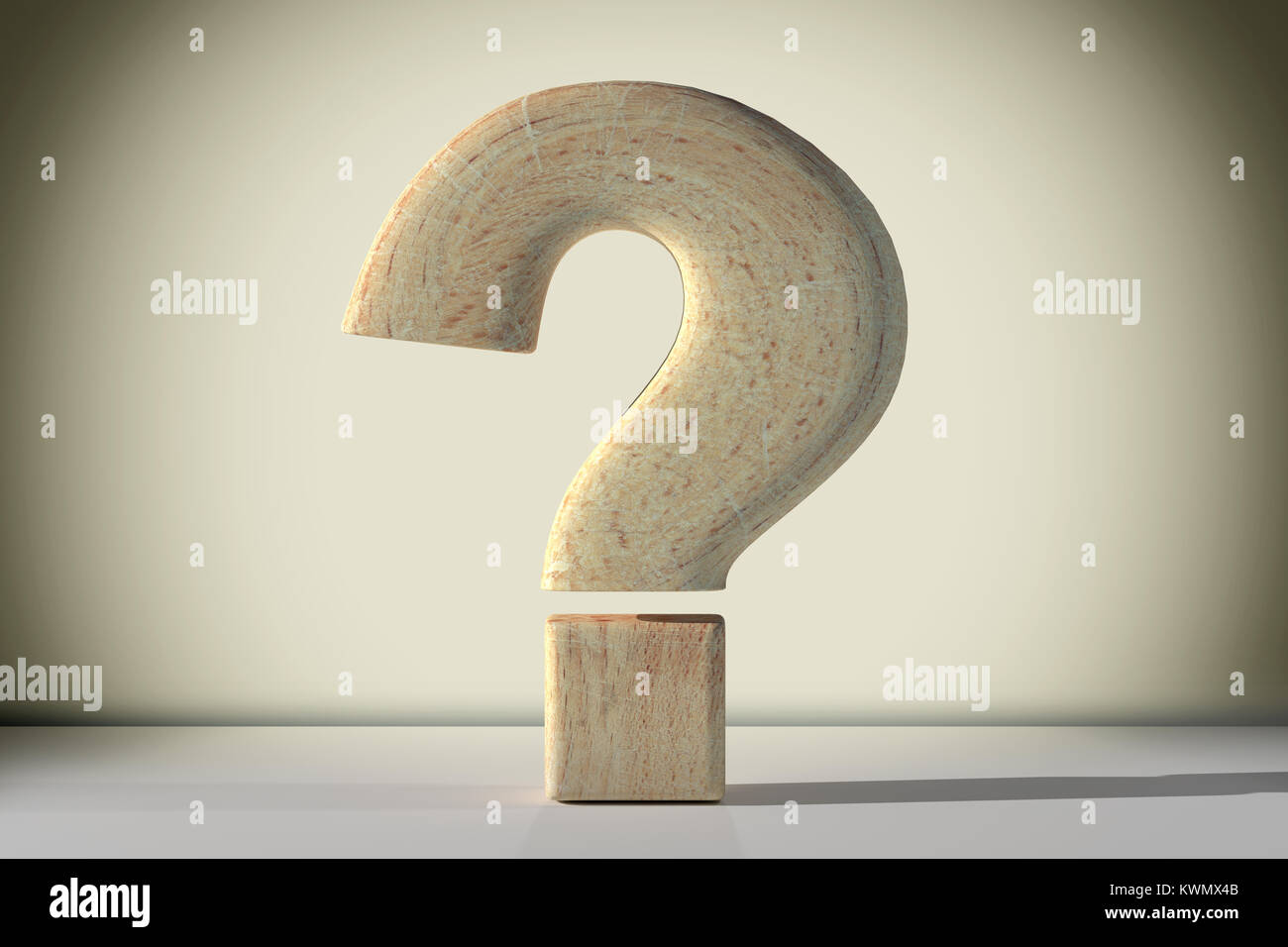 3d rendering of wooden question mark in a grey background Stock Photo ...