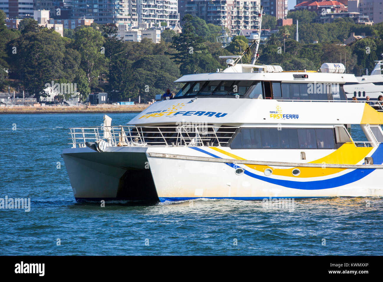 Manly fast ferry travelling on Sydney harbour,New south wales,Australia ...