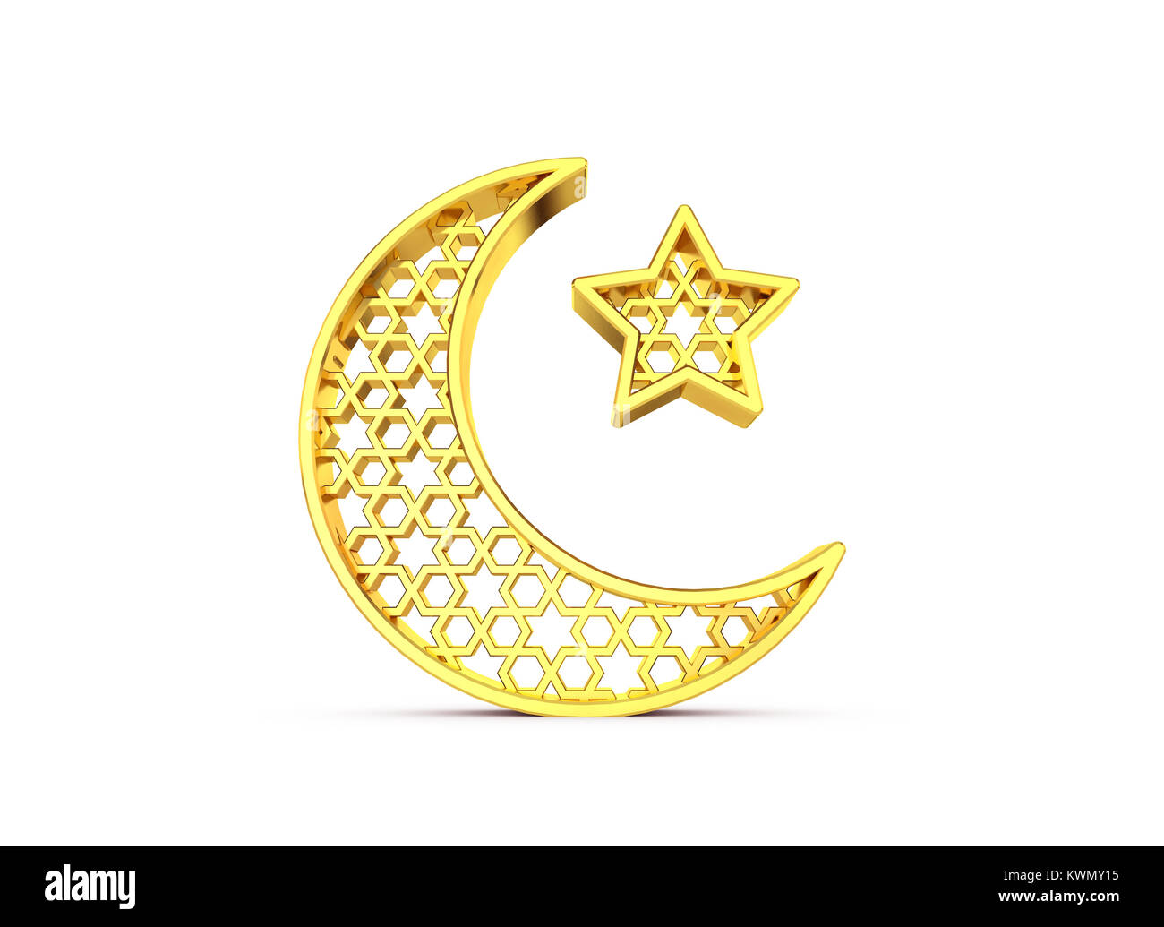 Ramadan Kareem moon and star. 3D Rendering Stock Photo - Alamy
