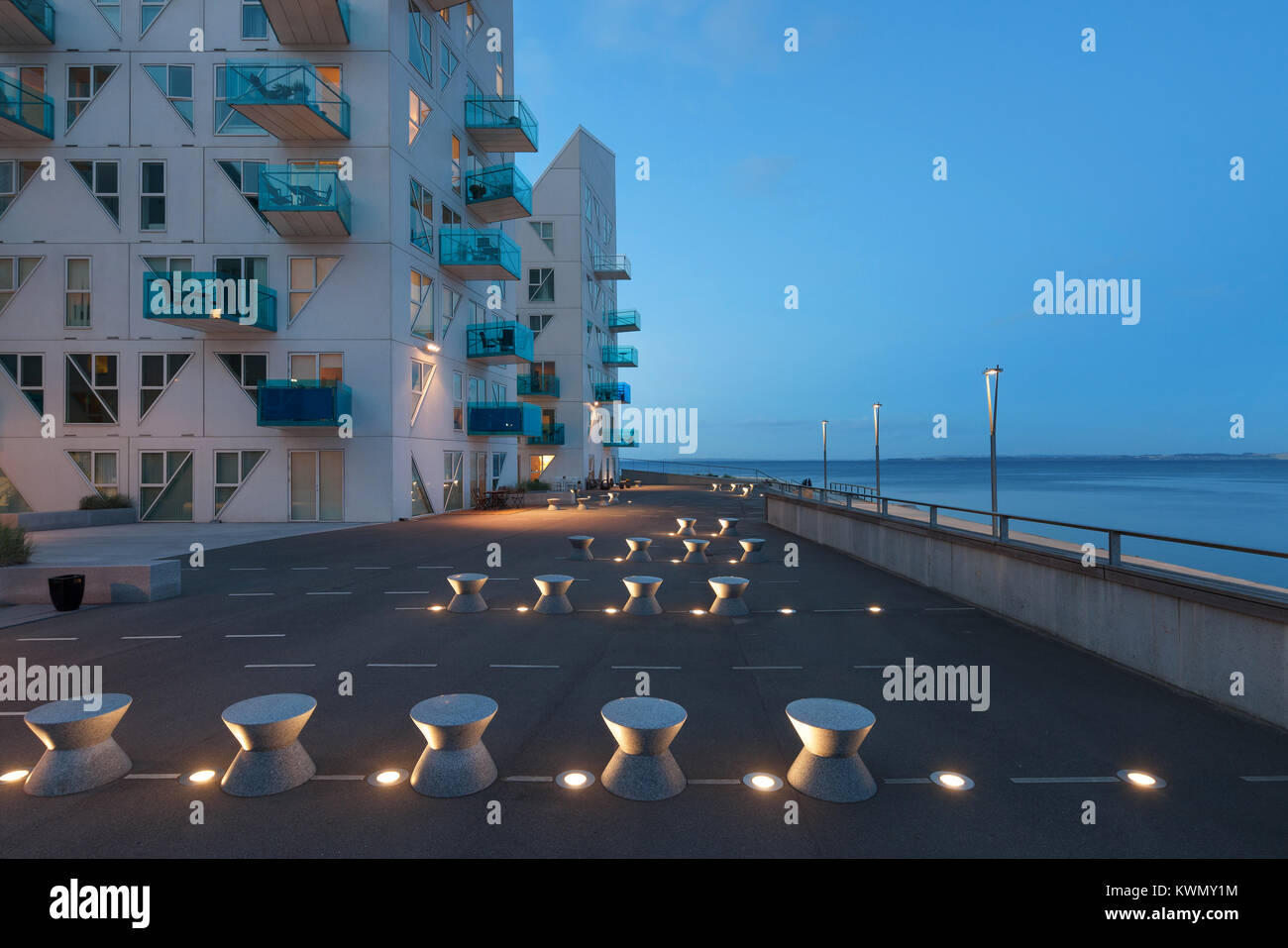 residential neighborhood at Aarhus in Denmark, night scene Stock Photo ...