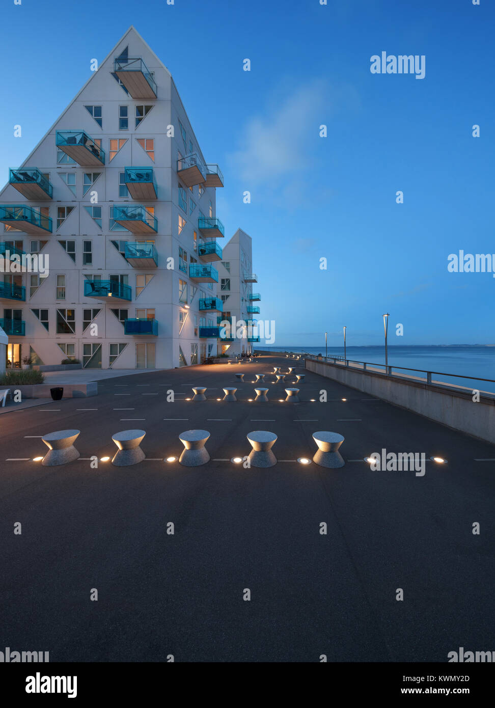 residential neighborhood at Aarhus in Denmark, night scene Stock Photo ...