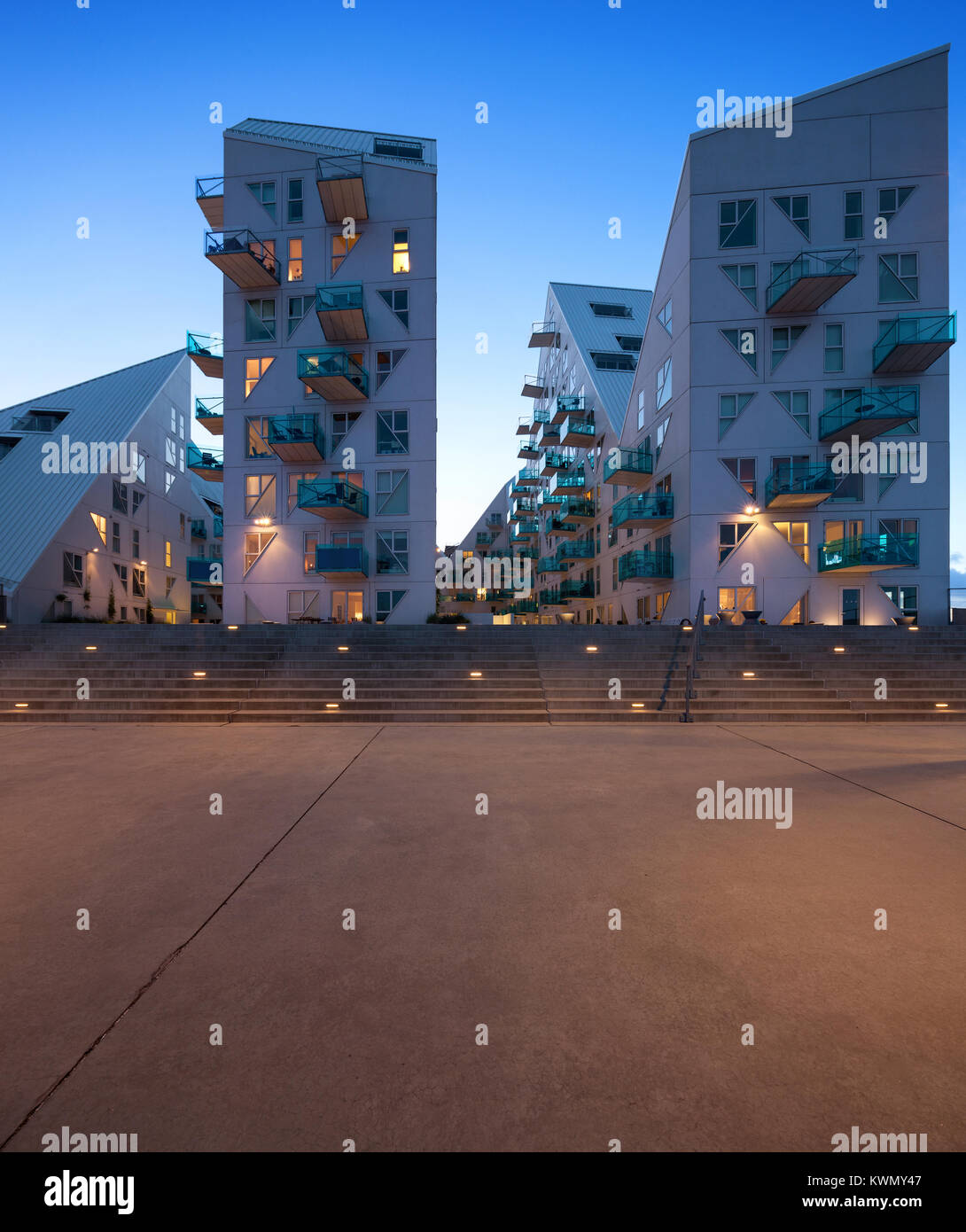 residential neighborhood at Aarhus in Denmark, night scene Stock Photo ...