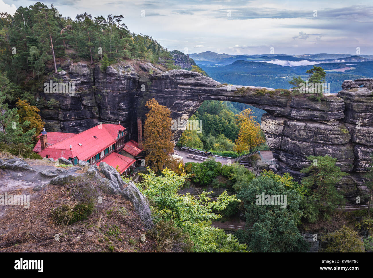 Largest natural sandstone arch in Europe called Pravcicka Brana in ...