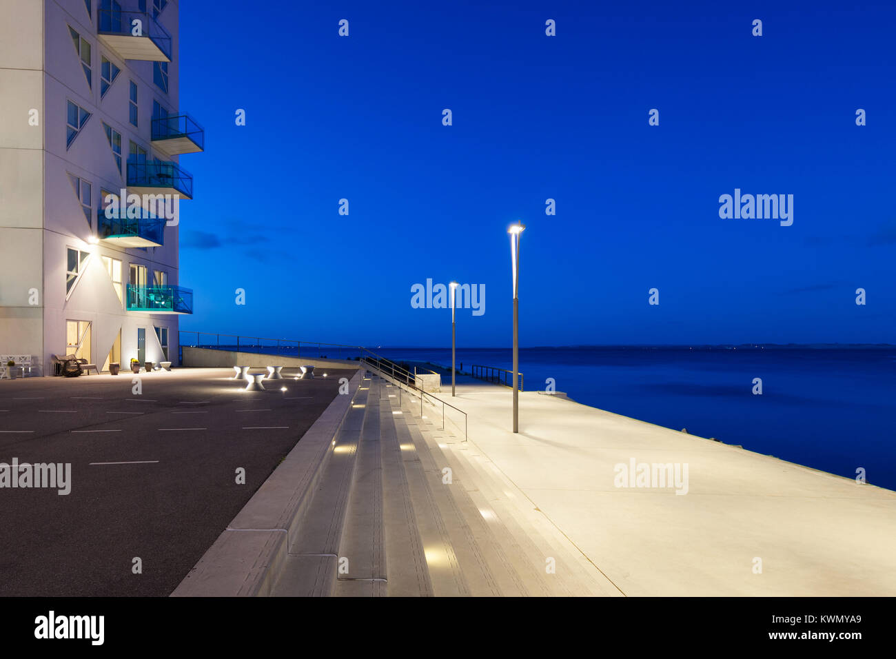 Promenade at Aarhus in Denmark, night scene Stock Photo - Alamy